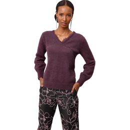 CR&Eacute;ATION L Damen Langarm-Pullover in Wickel-Optik burgund Gr&ouml;&szlig;e 40