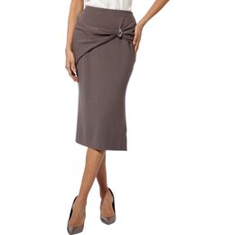 CR&Eacute;ATION L Damen Strickrock mit Schmuckspange dunkeltaupe Gr&ouml;&szlig;e 38