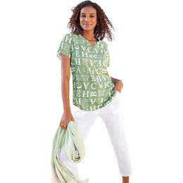 CR&Eacute;ATION L Damen Druckbluse aus reiner Viskose eucalyptus-ecru-bedruckt Gr&ouml;&szlig;e 38