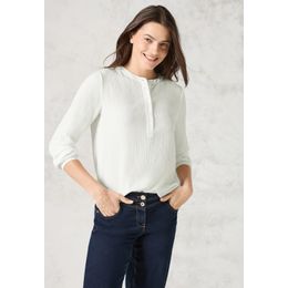 Langarmbluse Cecil, Damen, Gr. L (42), wei&szlig; (vanillewei&szlig;), Stoff, 58% Viskose, 42% Polyester, unifarben, klassisch normal, Rundhals, B&uuml;ndchen, Blusen, mit Rundhalsausschnitt