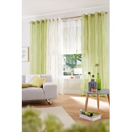 Gardine OTTO HOME, B:140cm H:245cm, gr&uuml;n, Voile, Polyester, Wohnzimmer, Gardinen, "Dimona", 2er-Set, transparent, Voile, Polyester