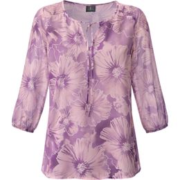 CR&Eacute;ATION L Damen Druckbluse mit Smok-Einsatz orchidee-ros&eacute;-bedruckt Gr&ouml;&szlig;e 40
