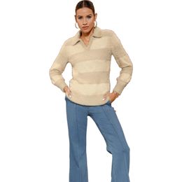 CR&Eacute;ATION L Damen Langarm-Pullover mit Pailletten sand Gr&ouml;&szlig;e 36