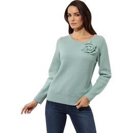 CR&Eacute;ATION L Damen Langarm-Pullover mit Bl&uuml;ten-Applikation kalkmint Gr&ouml;&szlig;e 36