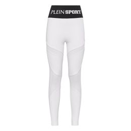 Plein Sport Damen Leggings "Multicut", wei&szlig;, Gr. M, Obermaterial: 90% Polyester, 10% Elasthan, Hosen