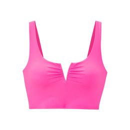 Venice Beach Damen Crop-Bikini-Top "Lucky", pink, Gr. 42, Rippoptik, unifarben, Recycling-Polyamid, Bikini-Oberteile, mit V-B&uuml;gel Detail vorne