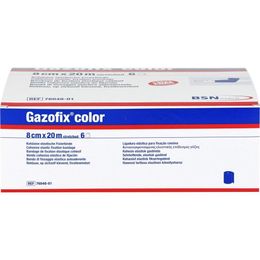 BSN Gazofix color Fixierbinde koh&auml;siv 8 cmx20 m blau 6 St