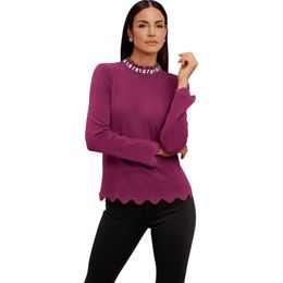 CR&Eacute;ATION L Damen Langarm-Pullover mit Glitzersteinchen malve Gr&ouml;&szlig;e 40
