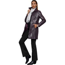 Mainpol Damen Lederjacke in kaschierender Longform aubergine Gr&ouml;&szlig;e 36