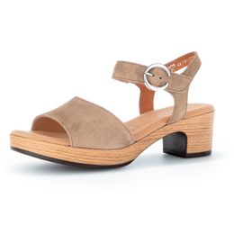 Gabor Damen Sandalette "KRETA", Gr. 37, beige, Veloursleder, Schuhe, Blockabsatz, Sommerschuh, Riemchensandale in Komfortweite G (=weit)