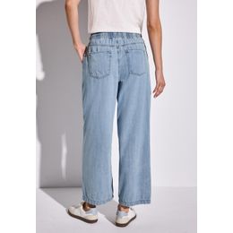 Street One Damen Weite Jeans, blau, Gr. 32, unifarben, Denim/Jeans, Obermaterial: 50% Baumwolle, 50% Lyocell, Jeans, mit elastischem Bund und