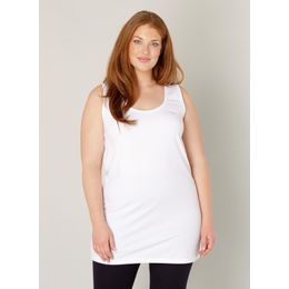 Damen Tr&auml;gertop, wei&szlig;, Gr. 52, Base Level Curvy, unifarben, Jersey, Obermaterial: 94% Viskose, 6% Elasthan, Tops, H&uuml;ftbedeckender Schnitt mit