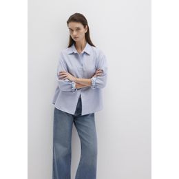 Mavi Damen Langarmbluse "LONG SLEEVE SHIRT", blau, Gr. L, gestreift, 98% Baumwolle, 1% Polyamid, 1% Metallic-Faser, Blusen, Bluse Langarm