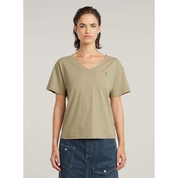 G-Star Raw G-STAR Damen T-Shirt "Open V-Neck Relaxed Top", beige, Gr. S, Obermaterial: 100% Baumwolle, Shirts