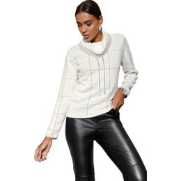 CR&Eacute;ATION L Damen Jacquard-Pullover mit weitenregulierbarem Rollkragen ecru-silberfarben Gr&ouml;&szlig;e 38