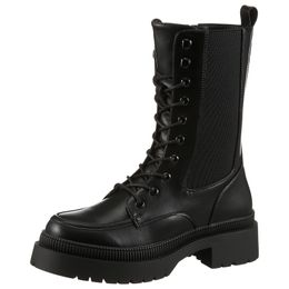 ANISTON SHOES Damen Schn&uuml;rboots, Gr. 38, schwarz, Lederimitat, Schuhe, Schn&uuml;rstiefelette, Plateauboots