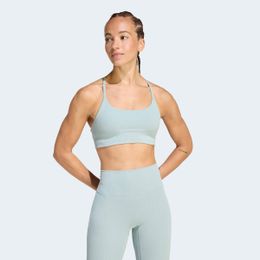 Damen Sport-BH "ADIDAS ALL ME LIGHT SUPPORT RIB BRA LONGLINE", adidas Performance, Gr. Lwonder sage, Obermaterial: 86% Polyester, 14% Elasthan, BHs