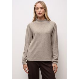 Street One Damen Langarmshirtsanded beige meliert, Gr. 44, unifarben, Stoff, 58% Viskose, 39% Polyester, 3% Elasthan, Shirts, im Melange Look