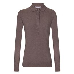 Polokragenpullover FELIX HARDY "Pullover mit Rollkragen und Kn&ouml;pfen", Damen, Gr. L, braun, 100% Baumwolle, Pullover