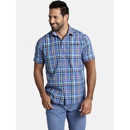 Kurzarmhemd Jan Vanderstorm "Doppelpack Hemd DANKWARD", Herren, Gr. 3XL, weit, blau (blau kariert), Obermaterial: 100% Baumwolle CO., Hemden