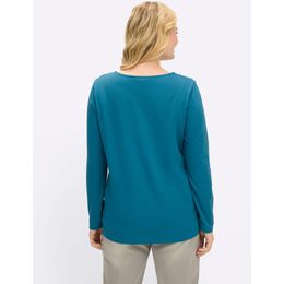 Damen Langarmshirt "Langarmshirt", blau, Gr. 40, sheego by Joe Browns, unifarben, 95% Baumwolle, 5% Elasthan, Shirts