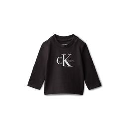 M&auml;dchen Langarmshirt "MONOGRAM LS T-SHIRT", Calvin Klein Jeans, Gr. 92, schwarz, Jersey, Obermaterial: 93% Baumwolle, 7% Elasthan, unifarben, Shirts,