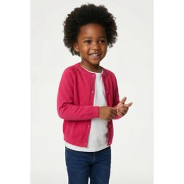 happy girls M&auml;dchen Strickjacke, pink, Gr. 140, unifarben, Strick, Obermaterial: 100% Baumwolle, Strickjacken, mit hochwertigem Strickmuster im