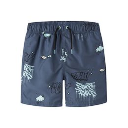 name it Badeshorts 'NKMZatoony' Jungen Gr&ouml;&szlig;e 146 marine / hellblau / hellgrau / schwarz