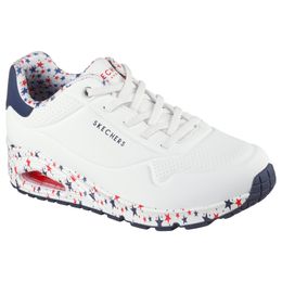 Sneaker Skechers "UNO-FREE STRYDE", Herren, Gr. 35, wei&szlig; kombiniert, Lederimitat, kontrastfarbene Details, Schuhe Sneaker, Schn&uuml;rschuh, Freizeitschuh mit Sternenaufruck auf der Sohle