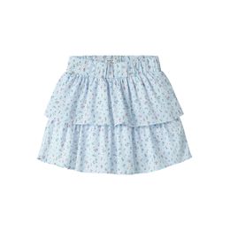 Volantrock name it "NKFVINAYA SKIRT FFF NOOS", M&auml;dchen, Gr. 116, ice water aop:small floral, Web, Obermaterial: 98% Polyester, 2% Elasthan, bedruckt, kurz, R&ouml;cke Volantrock, Kunstfaser, Stretch, Allover Druck