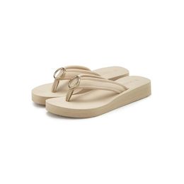 Lascana Badezehentrenner 'Sandale, Badeschuh, Pantolette, Badelatsche, Flip Flop, Sommerschuh,' beige Gr. 39 f&uuml;r Damen