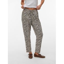 V&eacute;ro Moda VERO MODA Damen Schlupfhose "VMJESMILO MW ANKLE PANTS WVN NOOS", beige, Gr. S, bedruckt, Web, Obermaterial: 55% Viskose, 45% Leinen, Hosen, mit