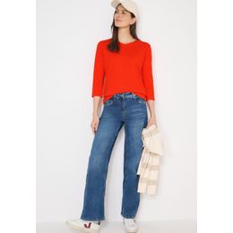 Cecil Damen Langarmshirt, rot, Gr. M, unifarben, Web, 100% Baumwolle, Shirts, aus reiner Baumwolle