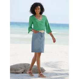 Heine Damen Longbluse, gr&uuml;n, Gr. 38, bedruckt, gemustert, mehrfarbig, 100% Viskose, Blusen