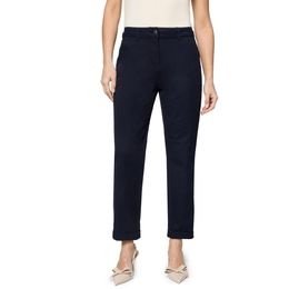Stoffhose Zero "Damen mit Stretch 28 Inch", Damen, Gr. 42, Normalgr&ouml;&szlig;en, deep sky, Obermaterial: 98% Baumwolle, 2% Elasthan, unifarben, figurbetont lang, Hosen Stoffhose, Plain/ ohne Details