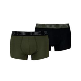Trunk Puma "Puma MEN EVERYDAY TRUNKS 2P", Herren, Gr. L, gr&uuml;n (forest), Jersey, Obermaterial: 95% Baumwolle, 5% Elasthan, eng, Unterhosen, mit kontrastfarbigem Webbund