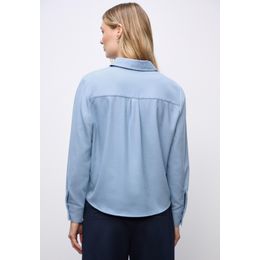 Street One Damen Langarmbluse, blau, Gr. 44, meliert, Stoff, 63% Polyester, 34% Viskose, 3% Elasthan, Blusen, im Melange Look