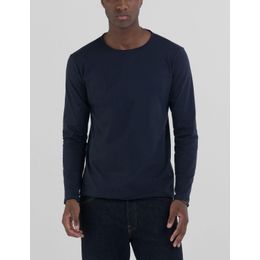 Replay Herren Langarmshirt, blau, Gr. L, Jersey, Obermaterial: 100% Baumwolle, Shirts