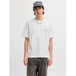 Jack & Jones T-Shirt JACK & JONES "JORMONTAUK PHOTO BACK TEE SS CN", Jungen, Gr. L, hellwei&szlig;, Jersey, Obermaterial: 100% Baumwolle, unifarben, relaxed fit normal, Rundhals, Shirts T-Shirt