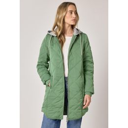 Steppjacke Street One, Damen, Gr. 38, mint breeze, Stoff, Obermaterial: 55% Polyester, 45% Polyamid; Futter: 100% Polyester; F&uuml;llung: 100% Polyester; Kapuze: 72% Polyester, 22% Viskose, 6% Elasthan, unifarben, normal ca. Mitte Oberschenkel, ohne Ausschnitt, Rippb&uuml;ndchen, Jacken Steppjacke, mit 2-Wege Rei&szlig;verschluss