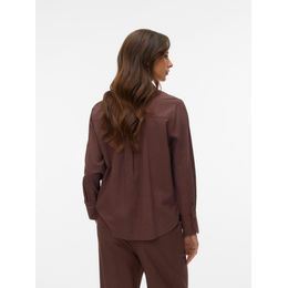 V&eacute;ro Moda VERO MODA Damen Langarmbluse "VMCAIA LS SHIRT WVN NOOS", braun, Gr. L, unifarben, Web, Obermaterial: 90% Baumwolle, 10% Leinen, Blusen,