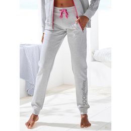 Kangaroos Sweathose grau Gr. 32/34 f&uuml;r Damen. Mit Kontrastdetails, Kordel, Logodruck, Logoschriftzug. Basic. Nachhaltig.