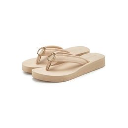 Lascana Badezehentrenner 'Sandale, Badeschuh, Pantolette, Badelatsche, Flip Flop, Sommerschuh,' beige Gr. 36 f&uuml;r Damen