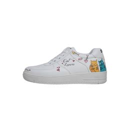 DOGO Sneaker low 'Dice Sneakers - Cat Lovers' Damen Gr&ouml;&szlig;e 37 wei&szlig;