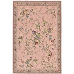 Teppich Theko, B:70cm H:4mm L:120cm, rosa, Baumwolle, Kunstfaser, Wohnzimmer, Teppiche, "Flomi Sagrini", Flachgewebe, Pastell-Farben, Blumen Design,
