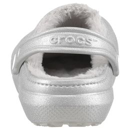 Crocs Damen Clog "Classic Fuzz Lined Glitter", Gr. 36, silber, Croslite , Glitzer, Basic, Schuhe, mit L&uuml;ftungs&ouml;ffnungen