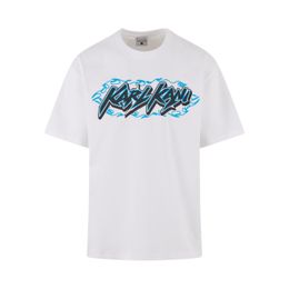 Karl Kani Herren T-Shirt "Karl Kani Woven Signature Kani Heat Tee"wei&szlig;, blau, Gr. XS, bedruckt, 100% Baumwolle, Shirts
