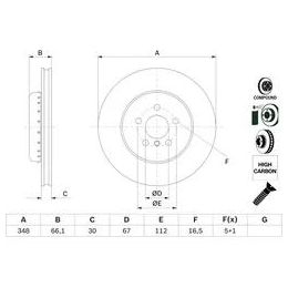 Bosch Bremsscheibe 0 986 479 F57 vorne rechts links bel&uuml;ftet 348mm f&uuml;r BMW 34118831822 34106880073 34118854273