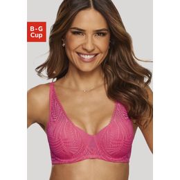 Schalen-BH s.Oliver "Clemence", Damen, Gr. 75, Cup C, orange (koralle), Spitze, Obermaterial: 51% Polyamid, 41% Polyester, 8% Elasthan, BHs Schalen-BH, mit modischer Spitze in High-Apex Schnittform, Dessous