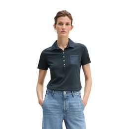 Marc O'Polo Poloshirt MARC O'POLO "mit Material-Mix-Details", Damen, Gr. L, deep night blau, Obermaterial: 100% Baumwolle, unifarben, slim fit, normaler Saum, Shirts